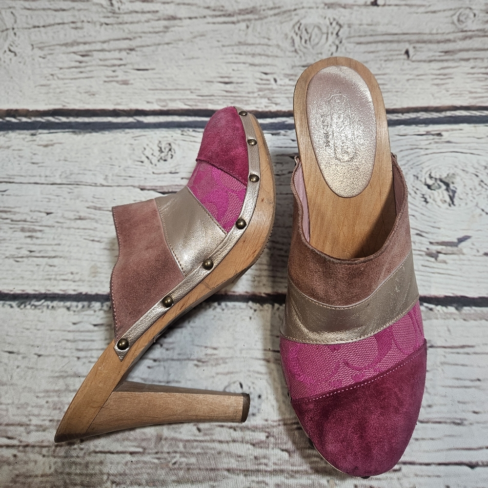 Coach Pink Wood Clog Heels - Gem